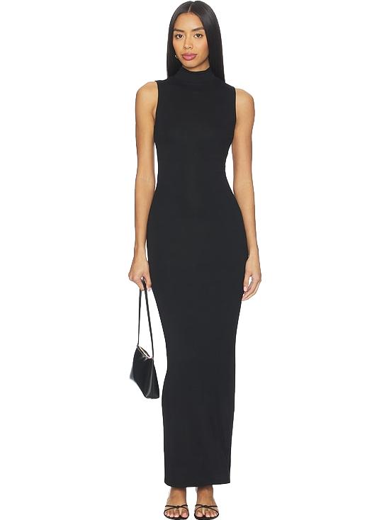 ALL THE WAYS ALL THE WAYS Black Maxi Dress with High Neck