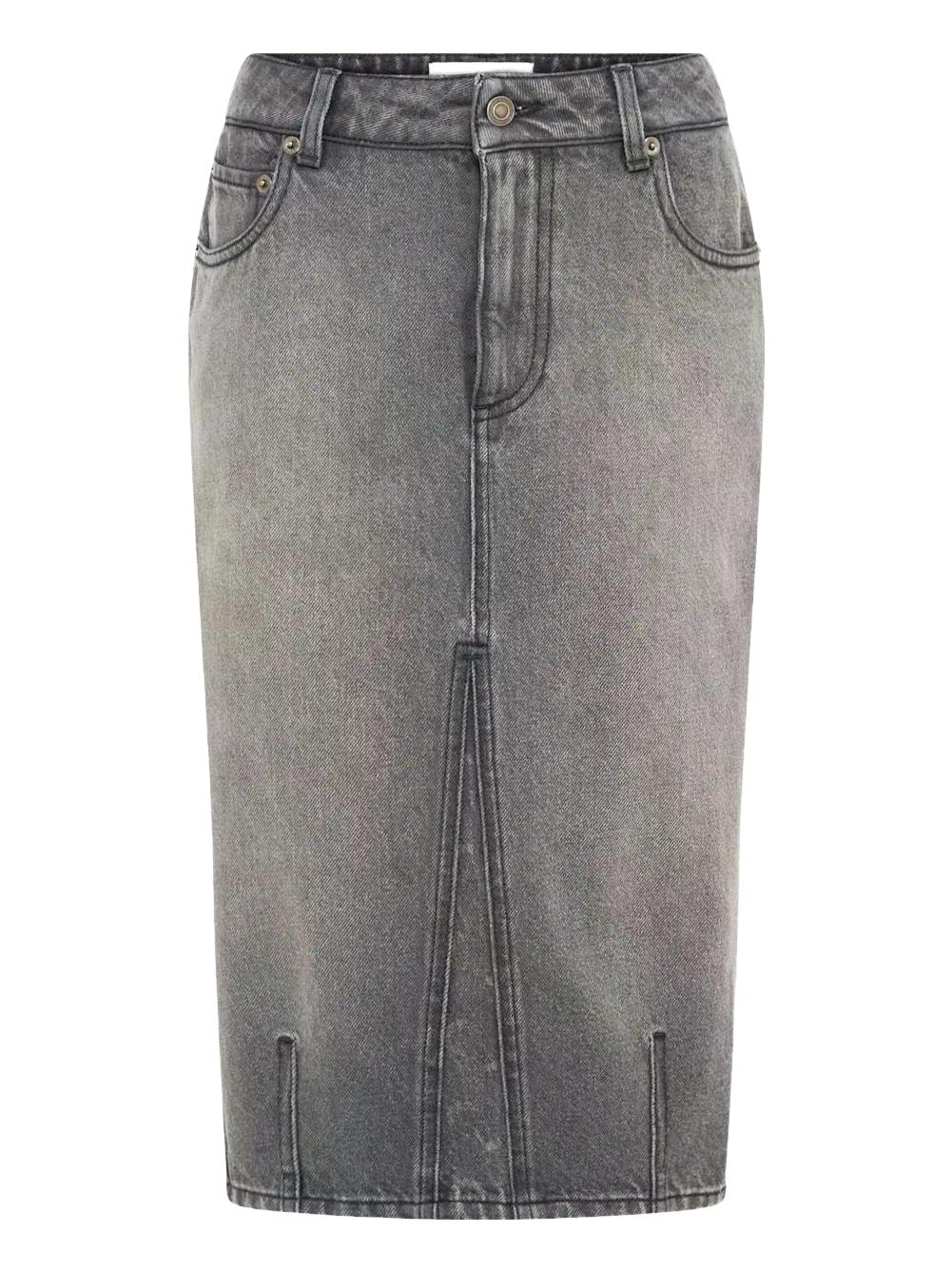 MARINE SERRE Marine Serre Dark Grey Knee-Length Denim Skirt with Front Slit