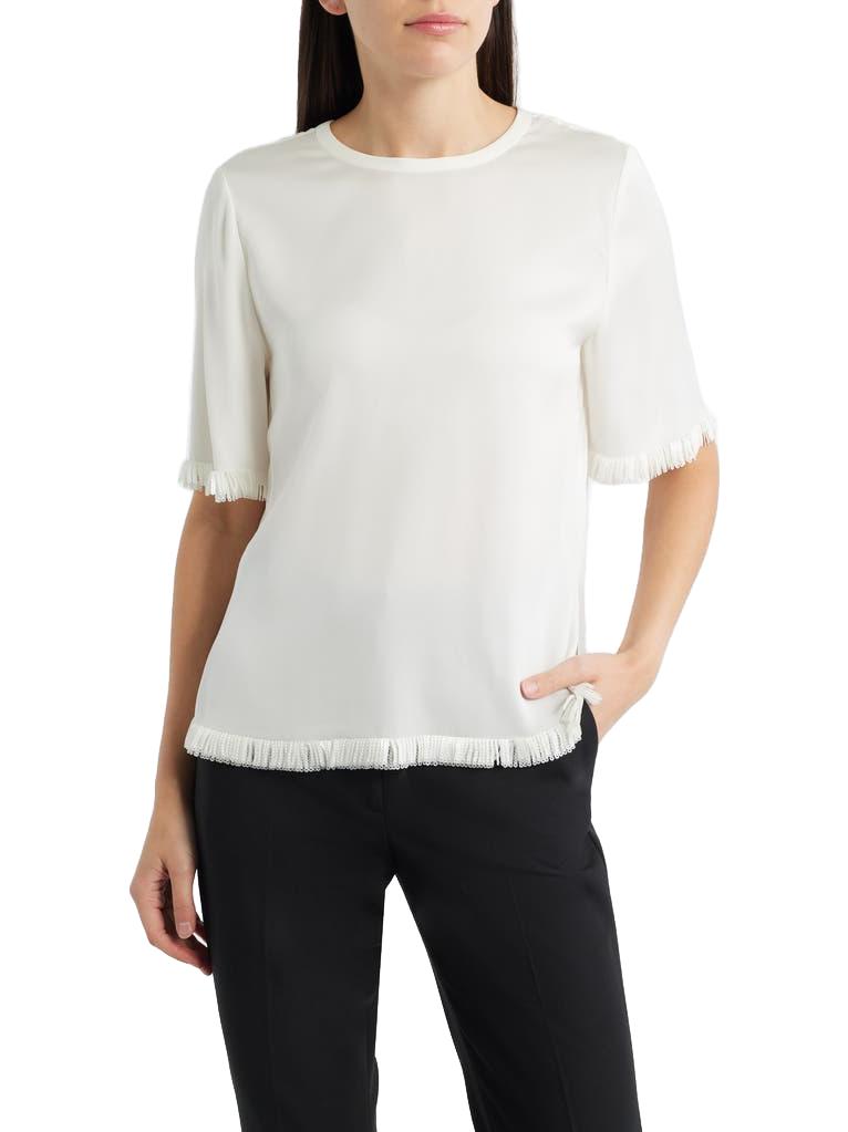 KOBI HALPERIN Sequin Trim Silk Top