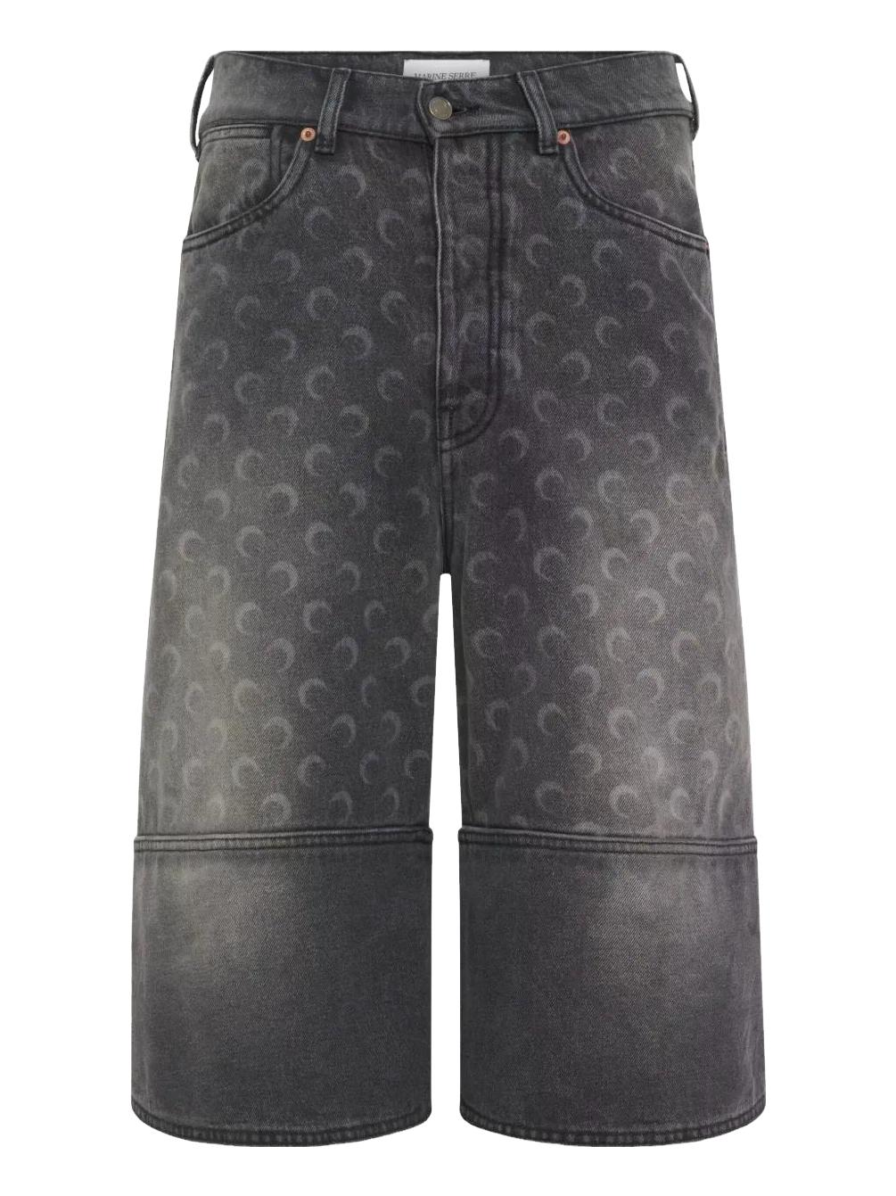 MARINE SERRE Marine Serre Moon Print Denim Shorts