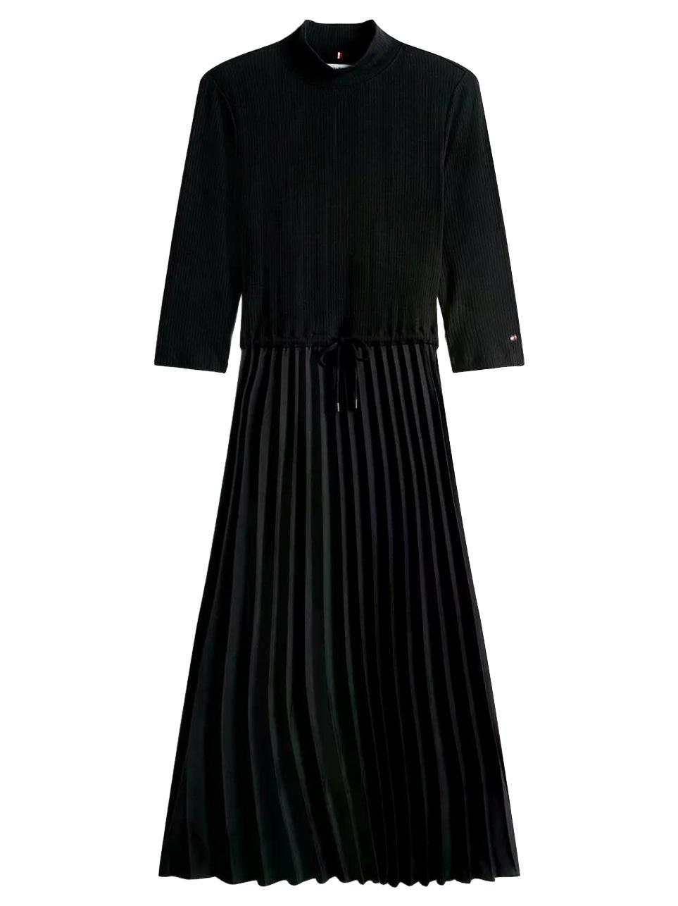 TOMMY HILFIGER Ribbed Pleated Midi Dress