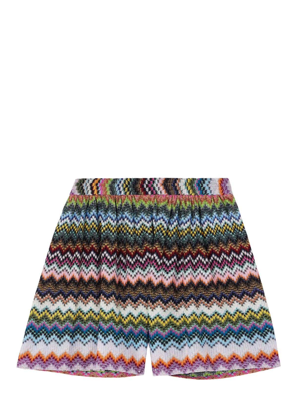 MISSONI Striped Metallic Crochet-Knit Shorts
