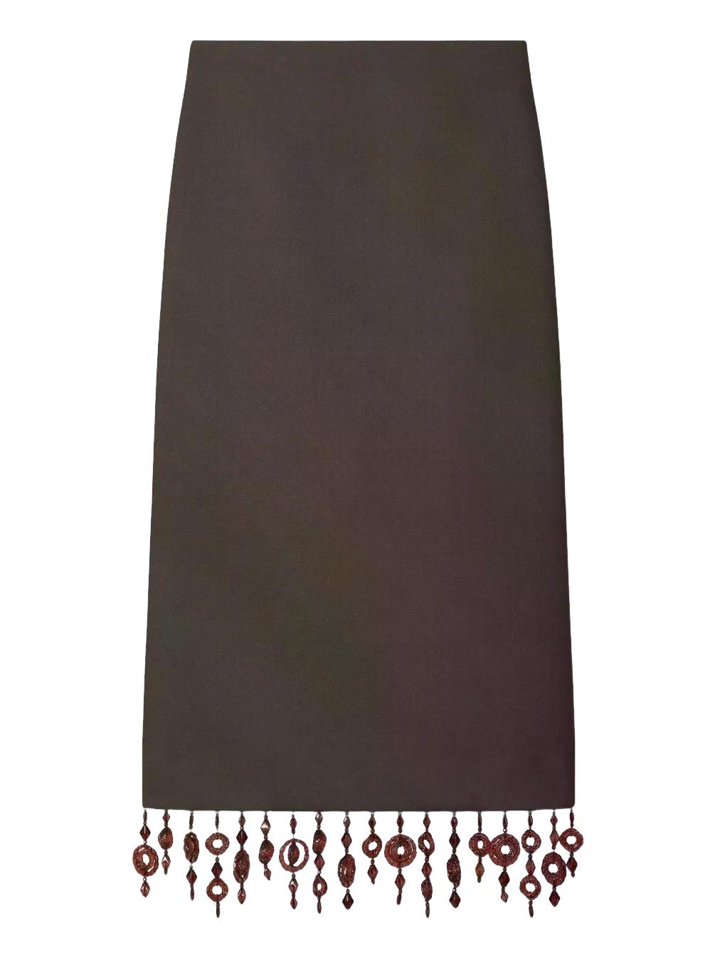 TORY BURCH Embellished Crepe Midi Skirt