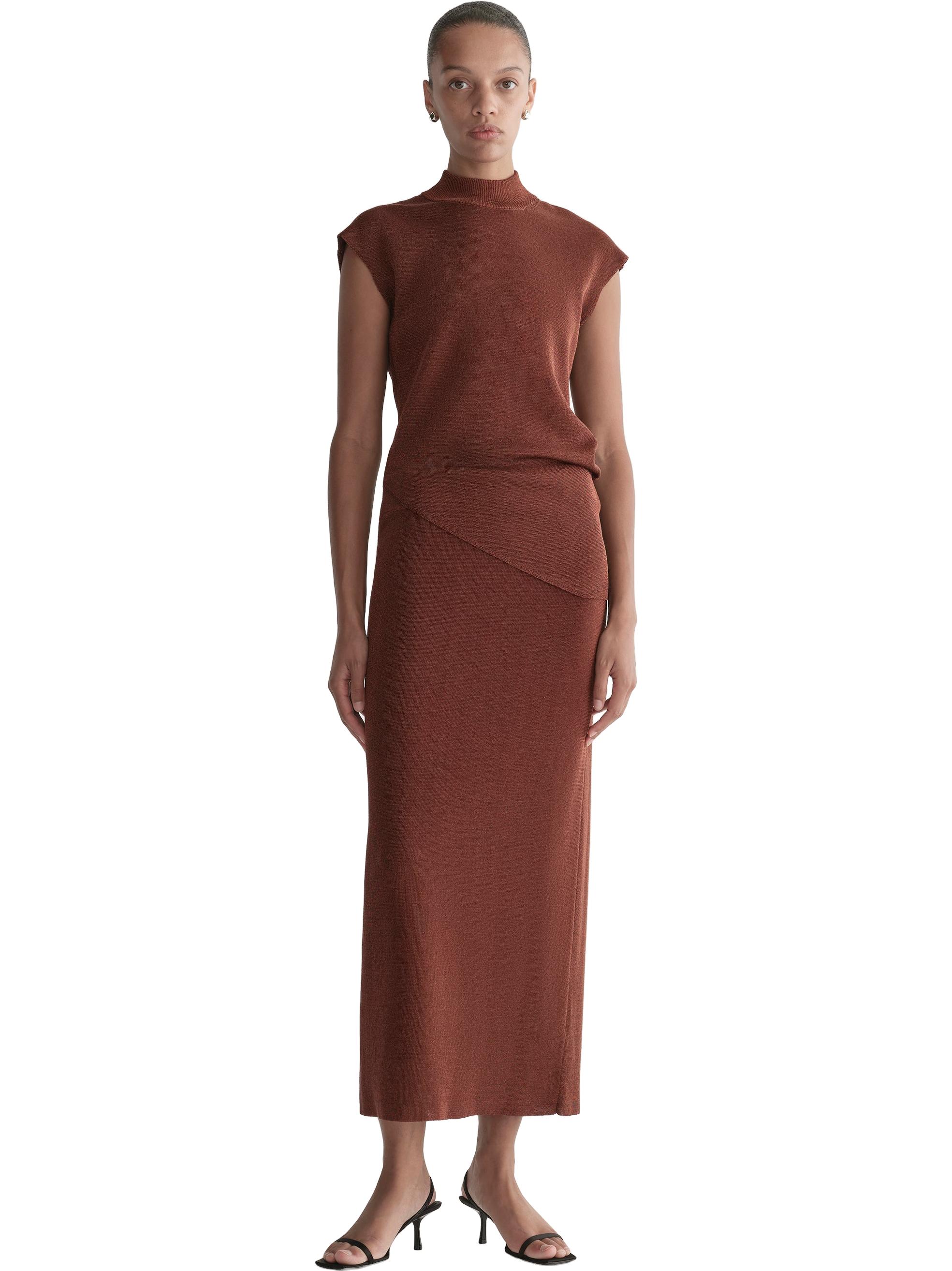 A.L.C. Clover Metallic Knit Midi Skirt
