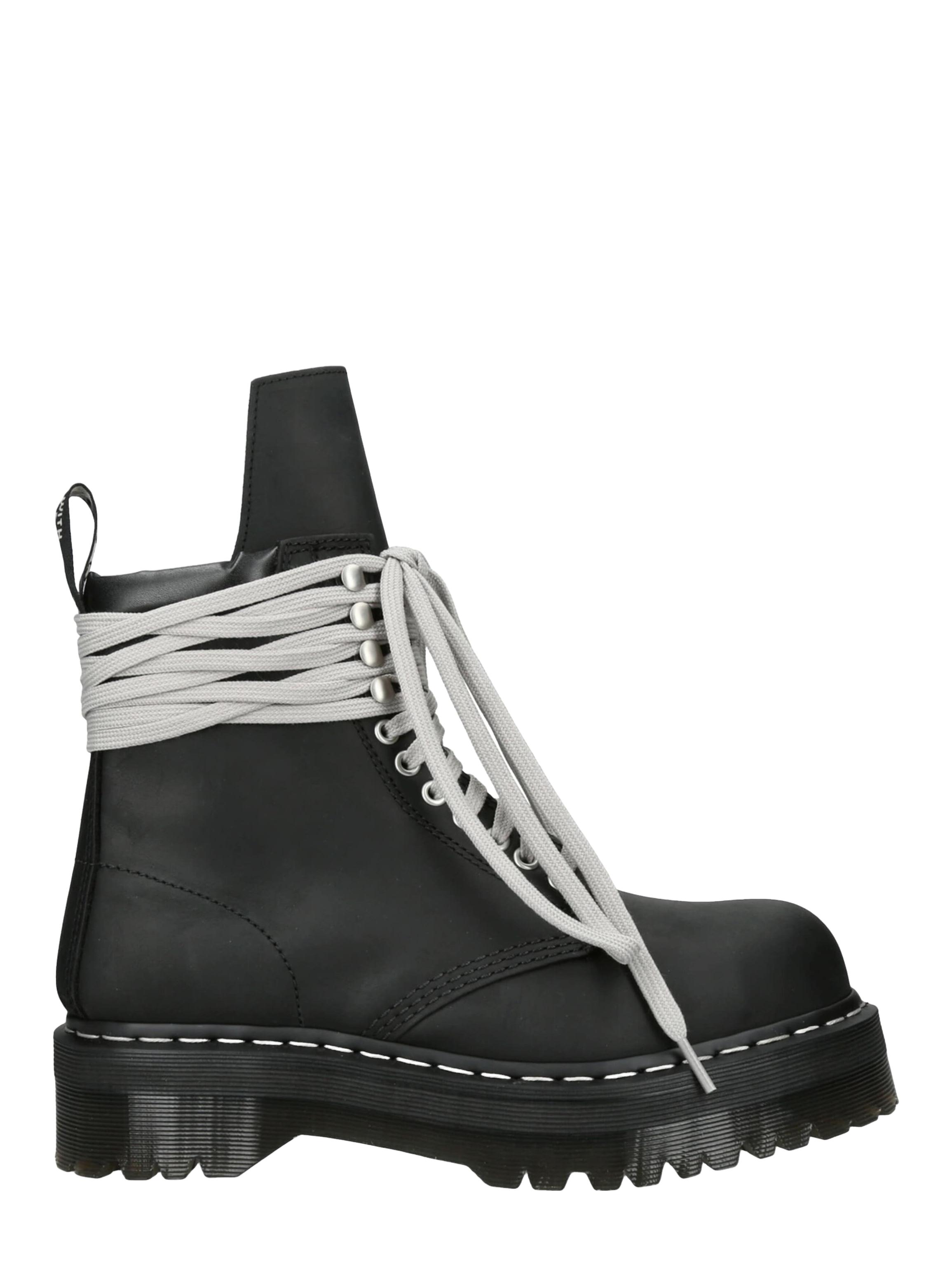 Rick Owens X Dr. Martens Steel Toe Quad Leather Boots - Black