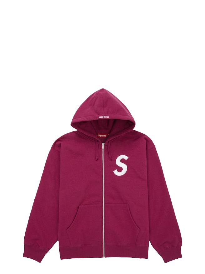Supreme Logo Zip Up Hooded Sweatshirt - Maroon | Editorialist