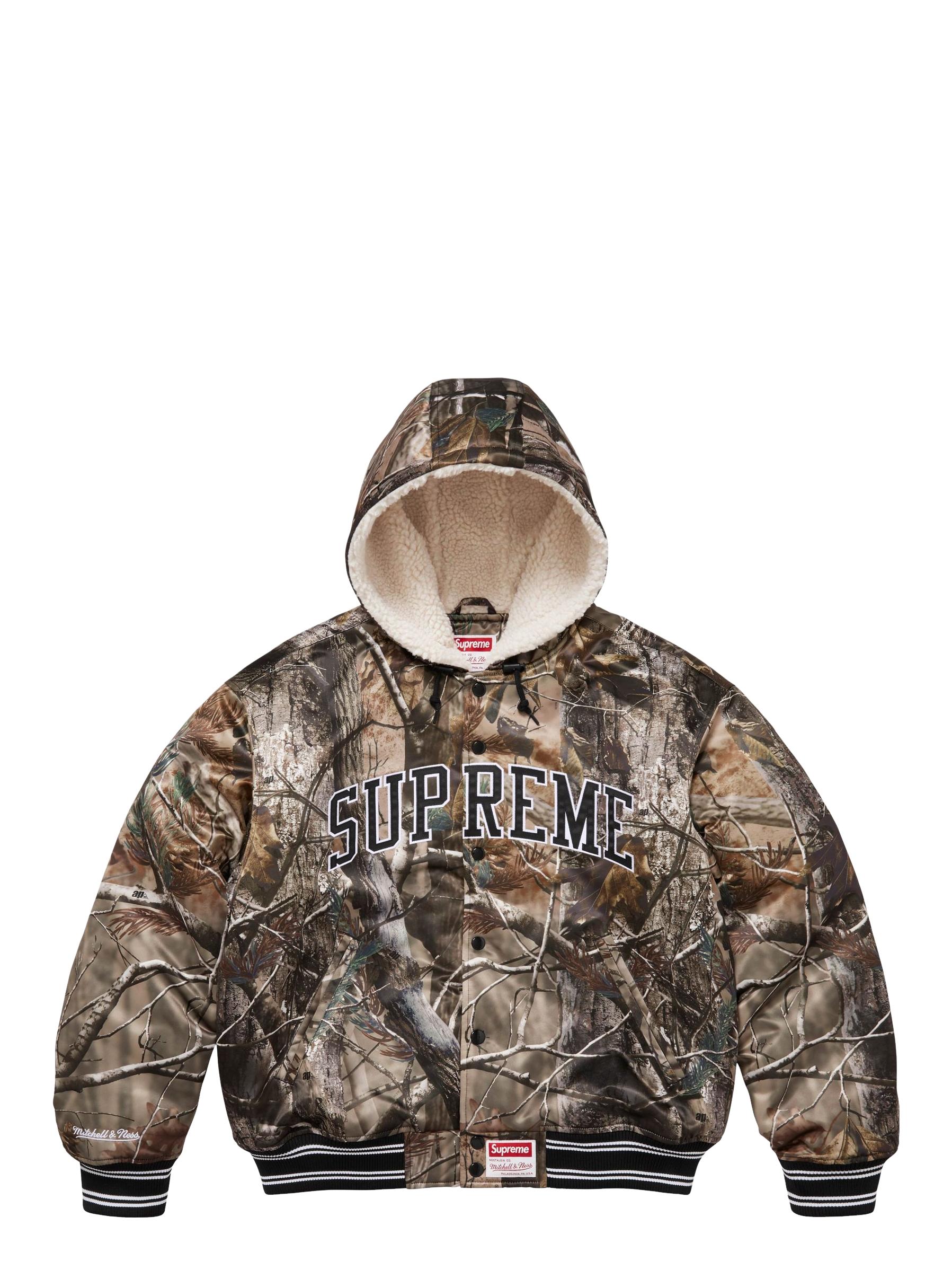 Supreme X Mitchell & Ness Camo Logo Varsity Jacket - Red