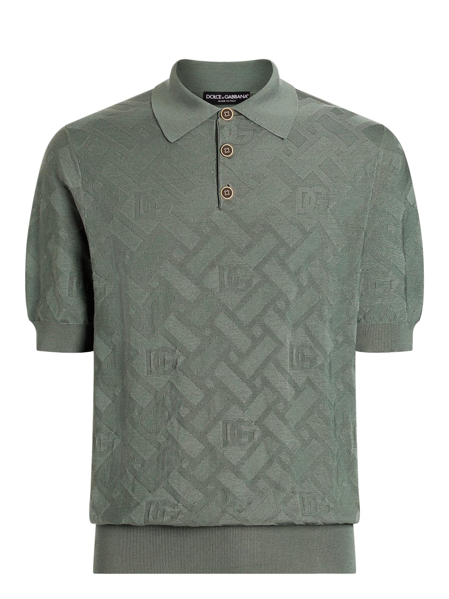 DOLCE & GABBANA micro-dot stitch silk polo shirt