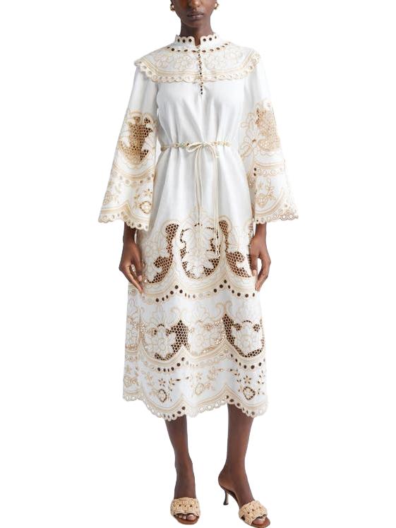 Zimmermann Wonderland Linen-Trimmed Cotton-Blend Lace Midi Dress In Ivory - 30% Off | Editorialist Zimmermann Wonderland Linen-Trimmed Cotton-Blend Lace Midi Dress In Ivory - 30% Off | Editorialist