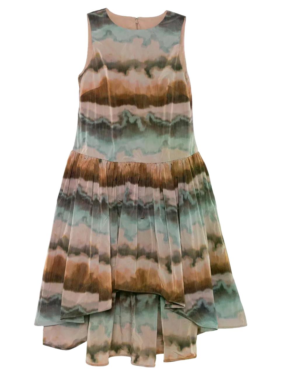 AMSALE Printed Taffeta High-Low Dress