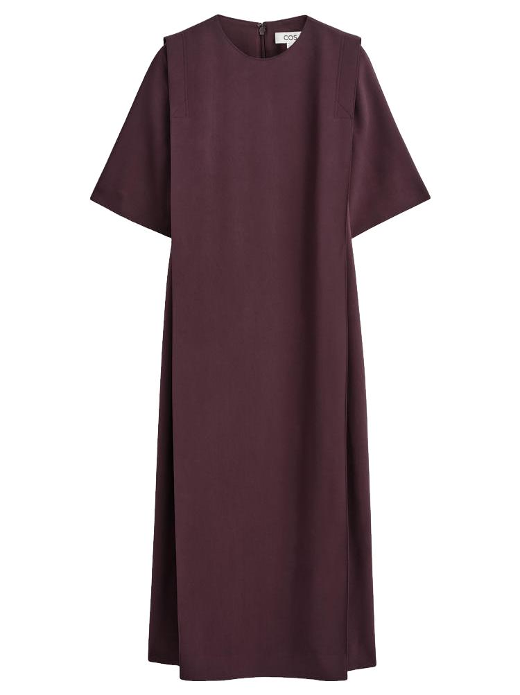 Cos Layered Straight-Cut Midi Dress - Red - 40% Off | Editorialist Cos Layered Straight-Cut Midi Dress - Red - 40% Off | Editorialist