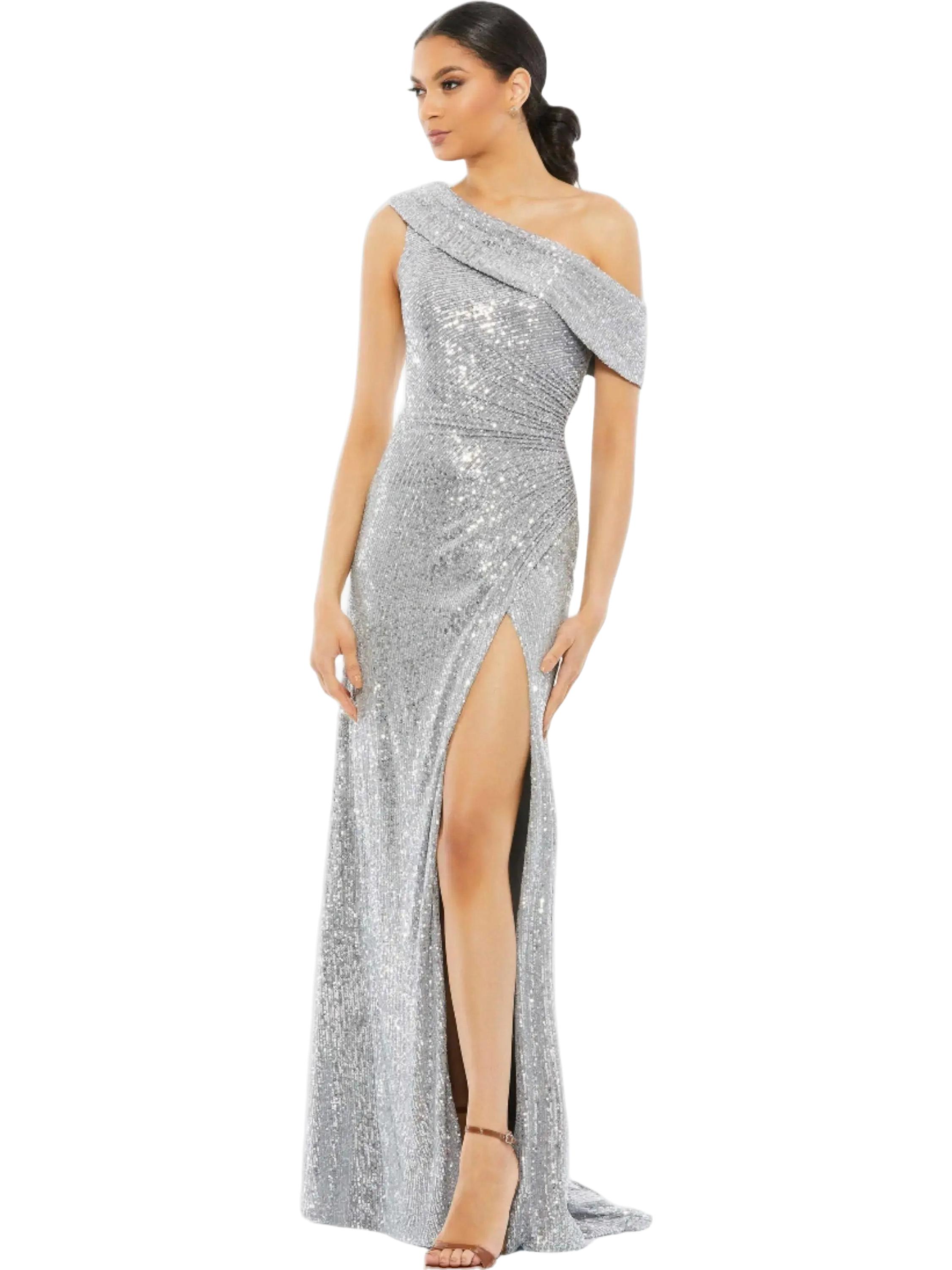 MAC DUGGAL Sequined Drop Shoulder Gown
