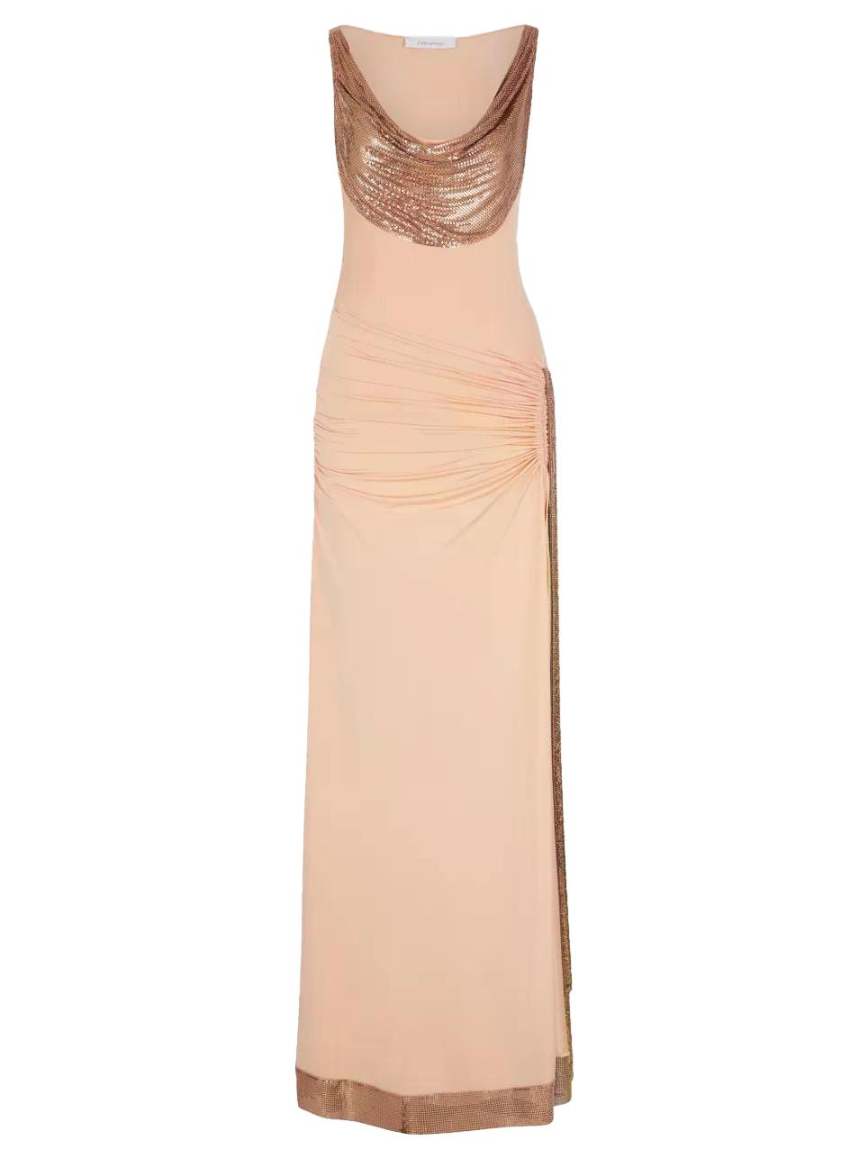 silver dress golden globes Luxurious Cowl Neck Sequin Maxi Dress Champagne main image 1