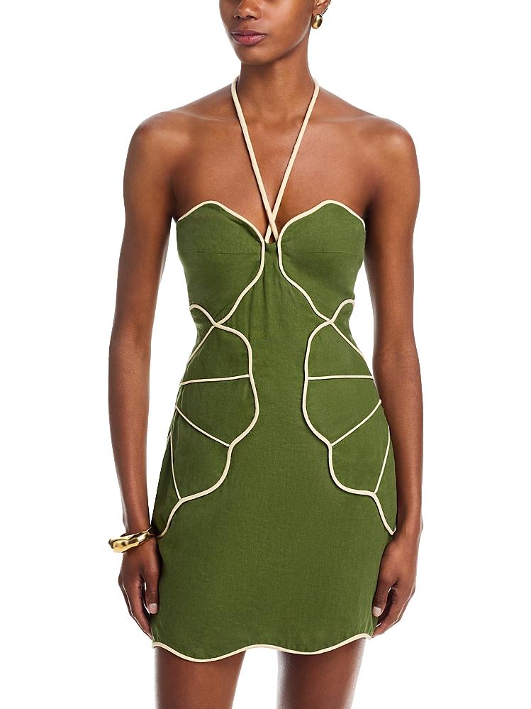 Farm Rio One-Shoulder Mini Dress In Green - 60% Off | Editorialist