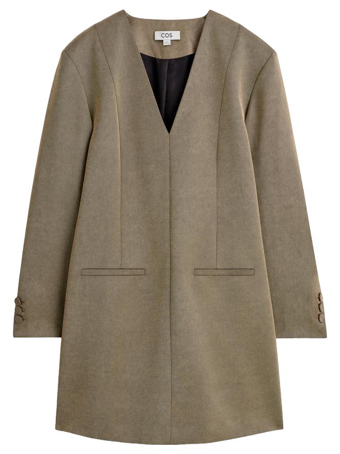 Cos A-Line Boiled-Wool Mini Dress - Beige | Editorialist Cos A-Line Boiled-Wool Mini Dress - Beige | Editorialist