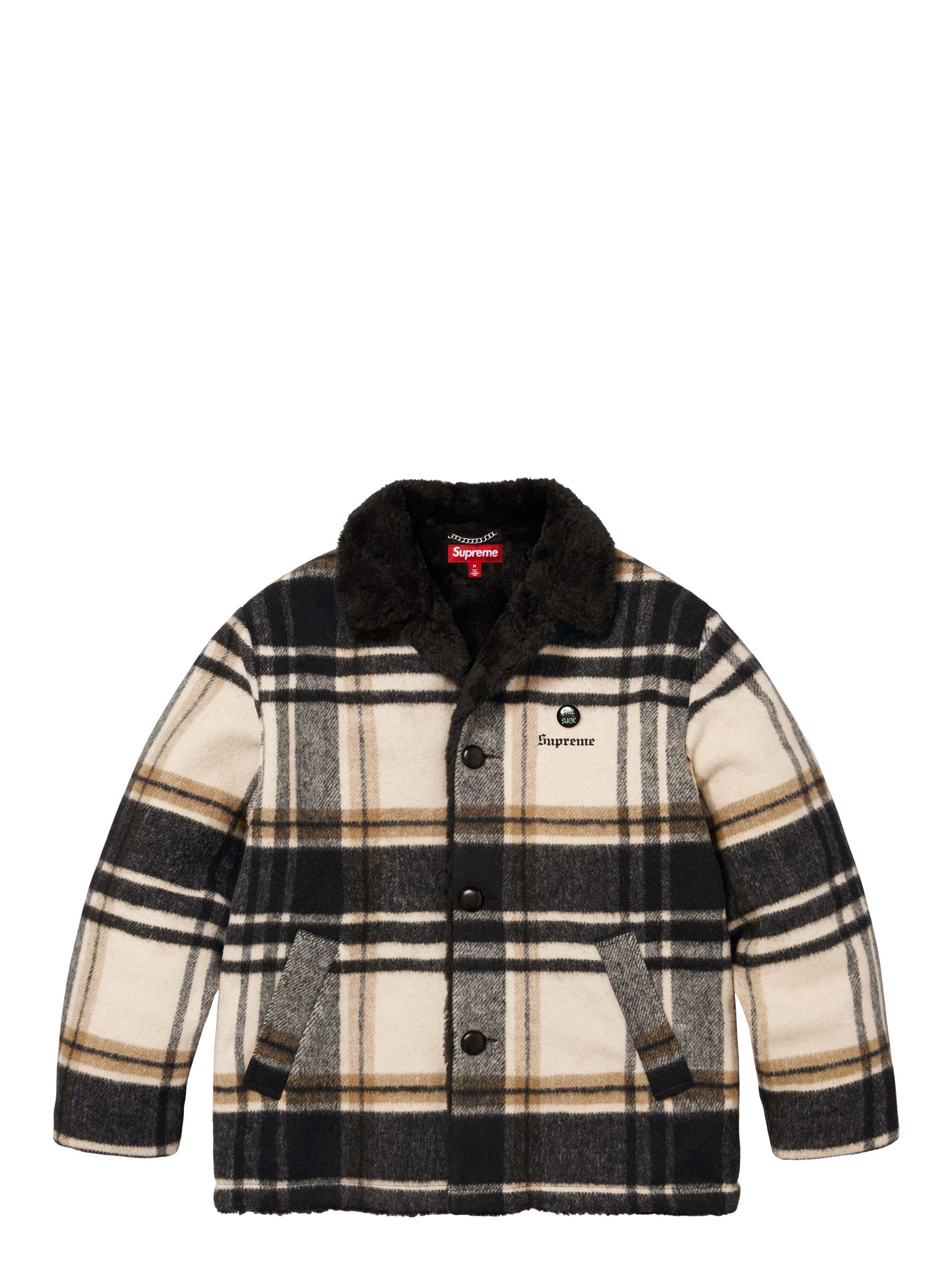 Supreme Plaid Car Coat - Cream | Editorialist
