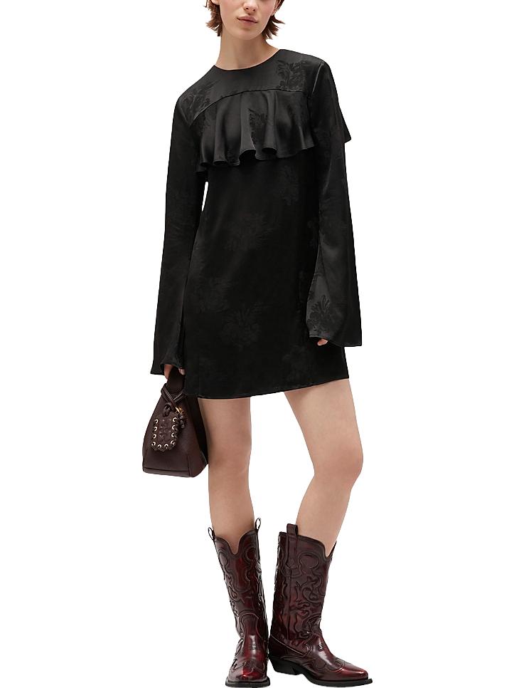 GANNI Fluid Satin Jacquard Mini Dress