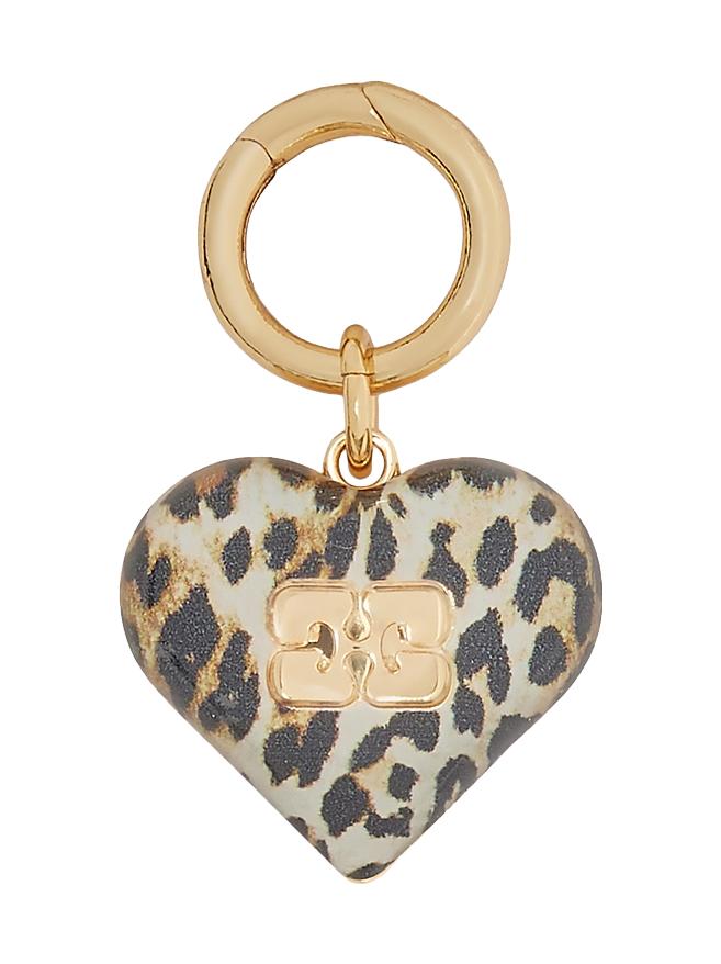 GANNI leopard bou heart charm