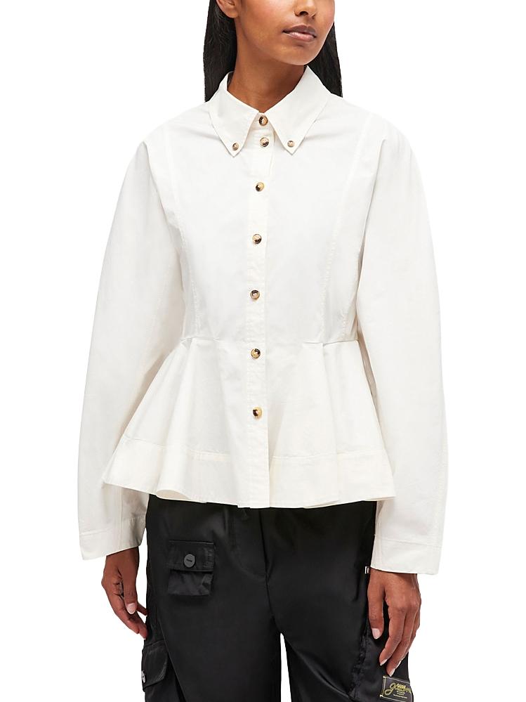 GANNI Ganni Stretch Cotton Peplum Shirt