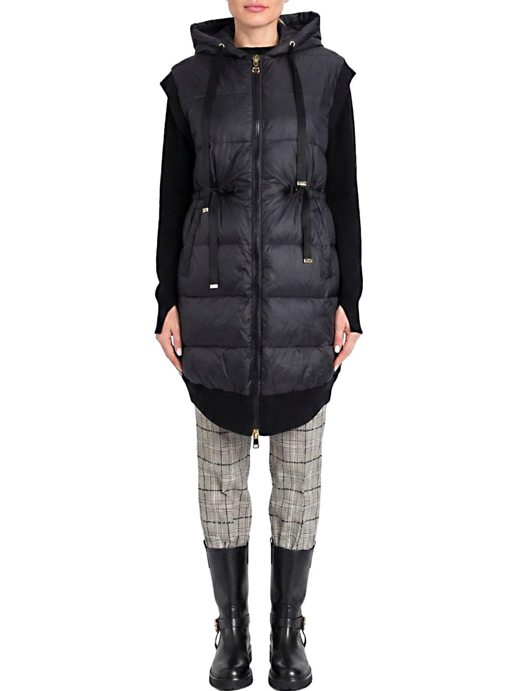 TWINSET Puffer Vest with Drawstring Waist and Hood