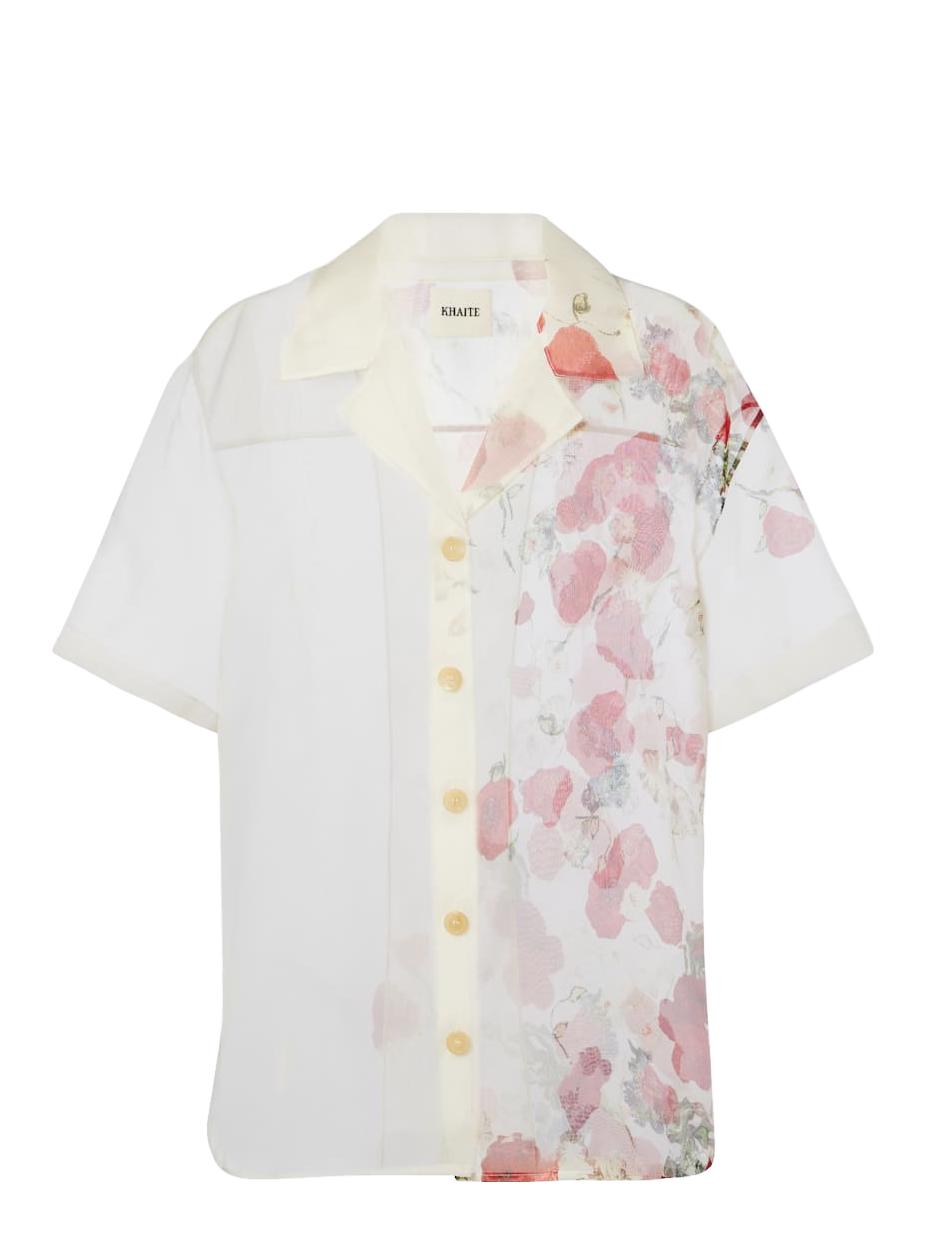 KHAITE Riordan Floral Silk Organza Shirt