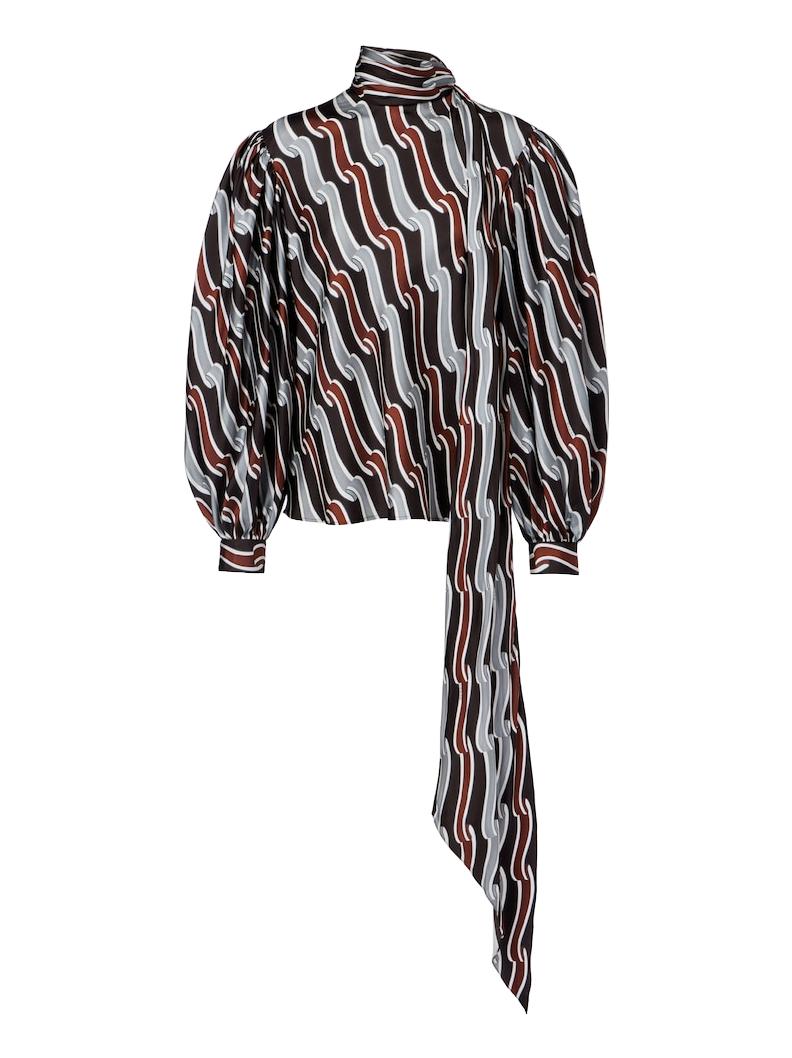 GUCCI Printed Tie-Neck Silk Twill Blouse