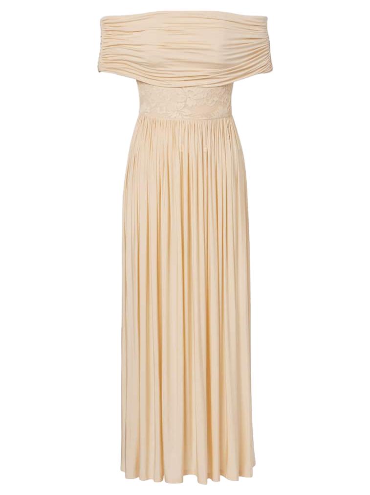 Buy HELSA Matte Jersey Off Shoulder Maxi Dress - Elm At 5% Off |  Editorialist
