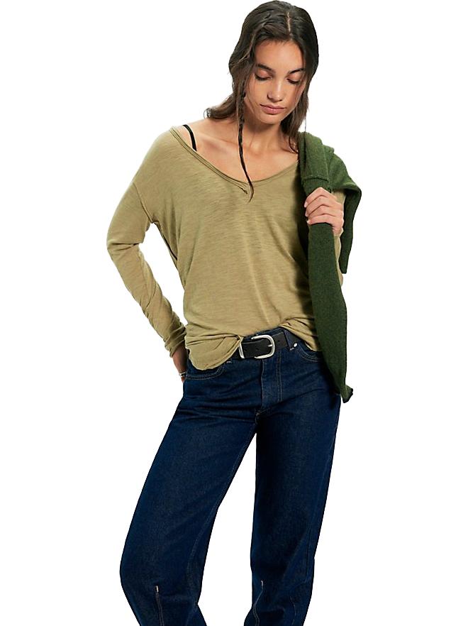 FREE PEOPLE Free People We The Free Long Sleeve Top with V-Neckline