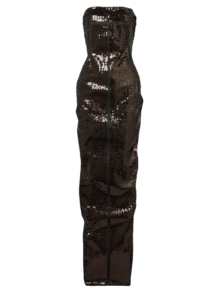 RICK OWENS Rick Owens Sequined Denim Bustier Gown