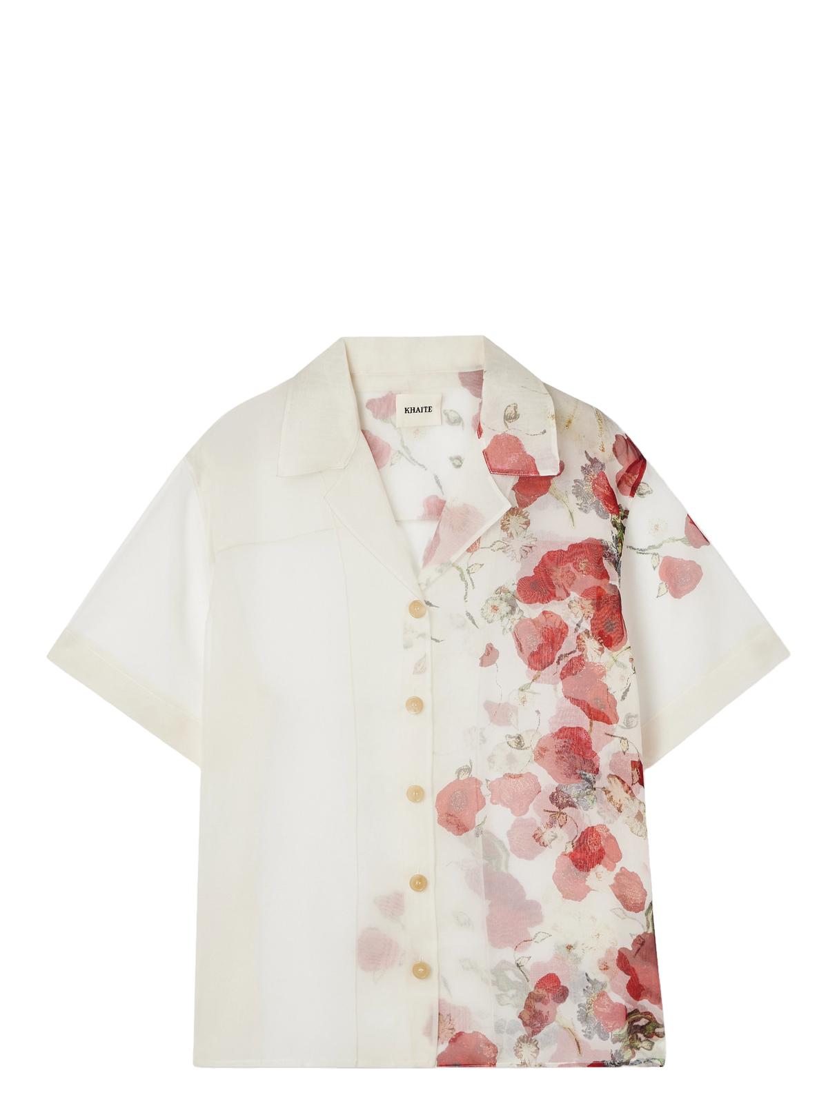 KHAITE Riordan Printed Silk-Organza Shirt