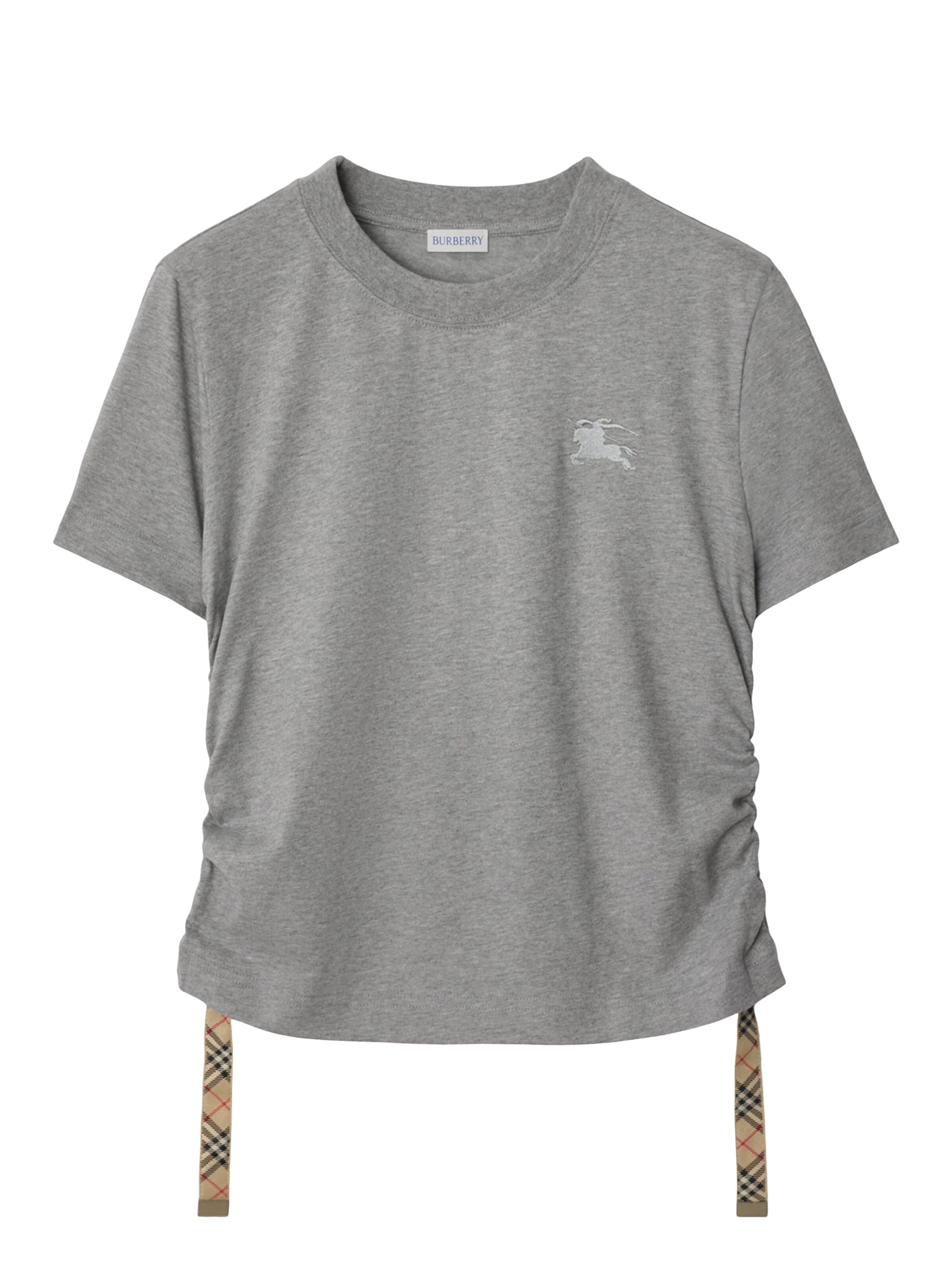 BURBERRY Cotton T-Shirt with Check Tabs