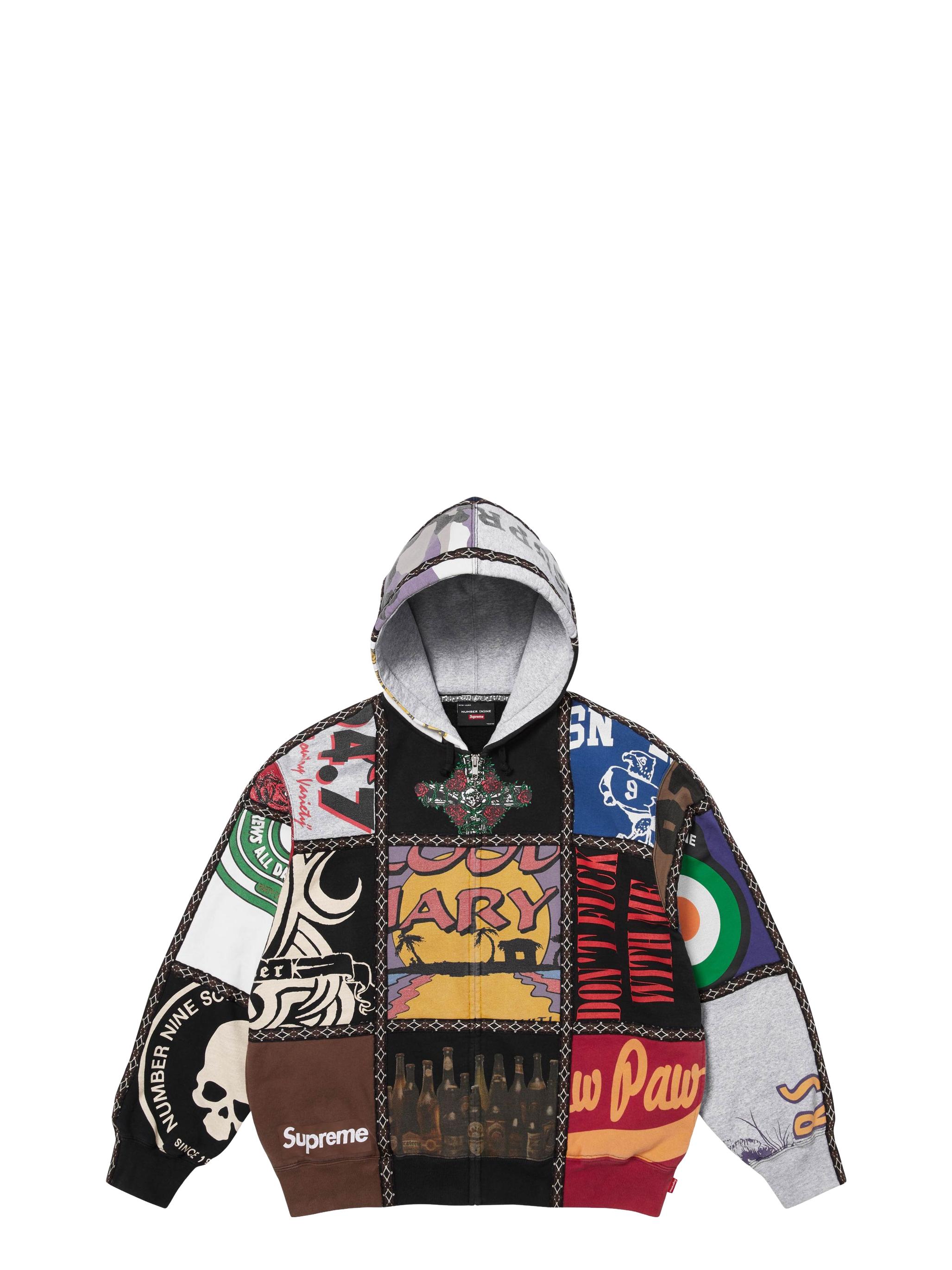 Supreme X Number Ine Patchwork Zip Up Hooded Sweatshirt