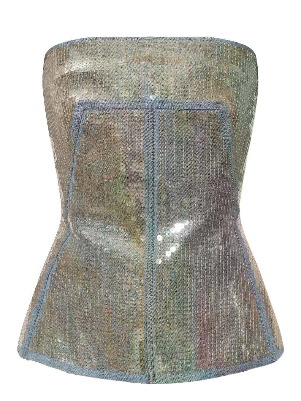 RICK OWENS Rick Owens Temple Bustier Top with Sequins