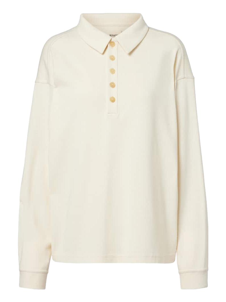 KHAITE Faithful Silk Jersey Polo Sweater