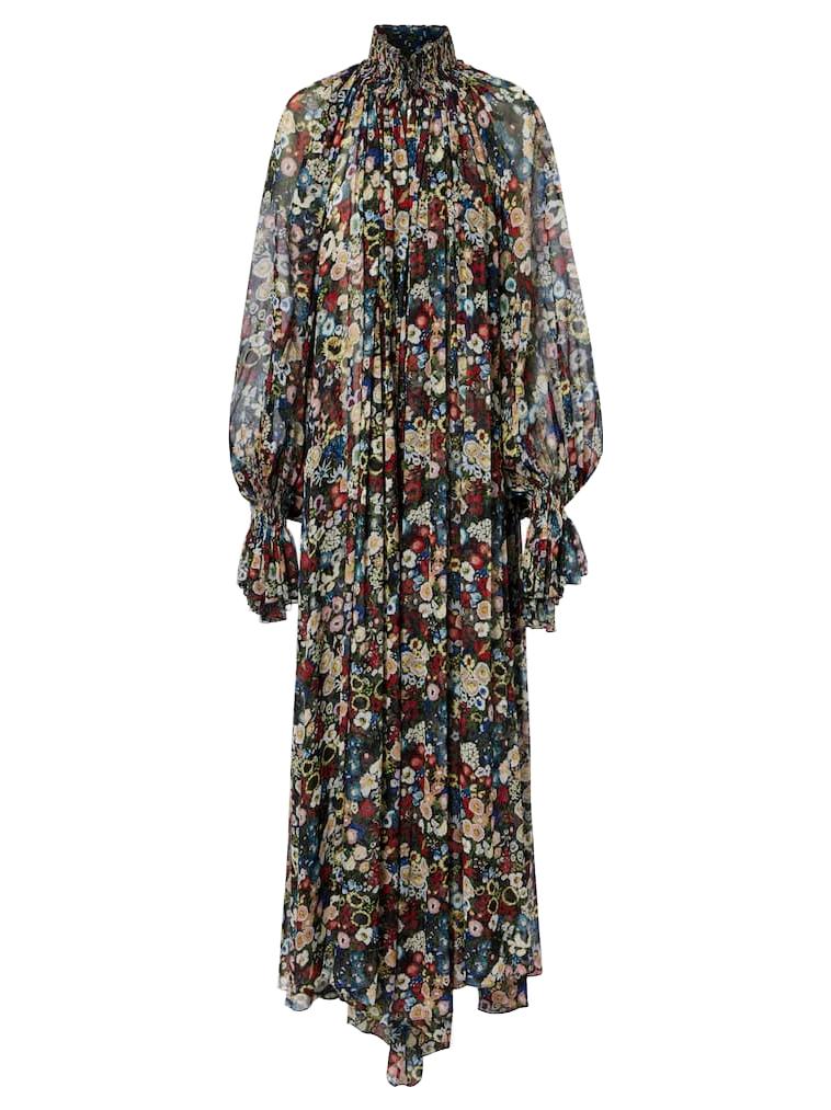 Khaite Candita Scarf-Detailed Gathered Silk-Georgette Maxi Dress In Blue - 30% Off | Editorialist Khaite Candita Scarf-Detailed Gathered Silk-Georgette Maxi Dress In Blue - 30% Off | Editorialist