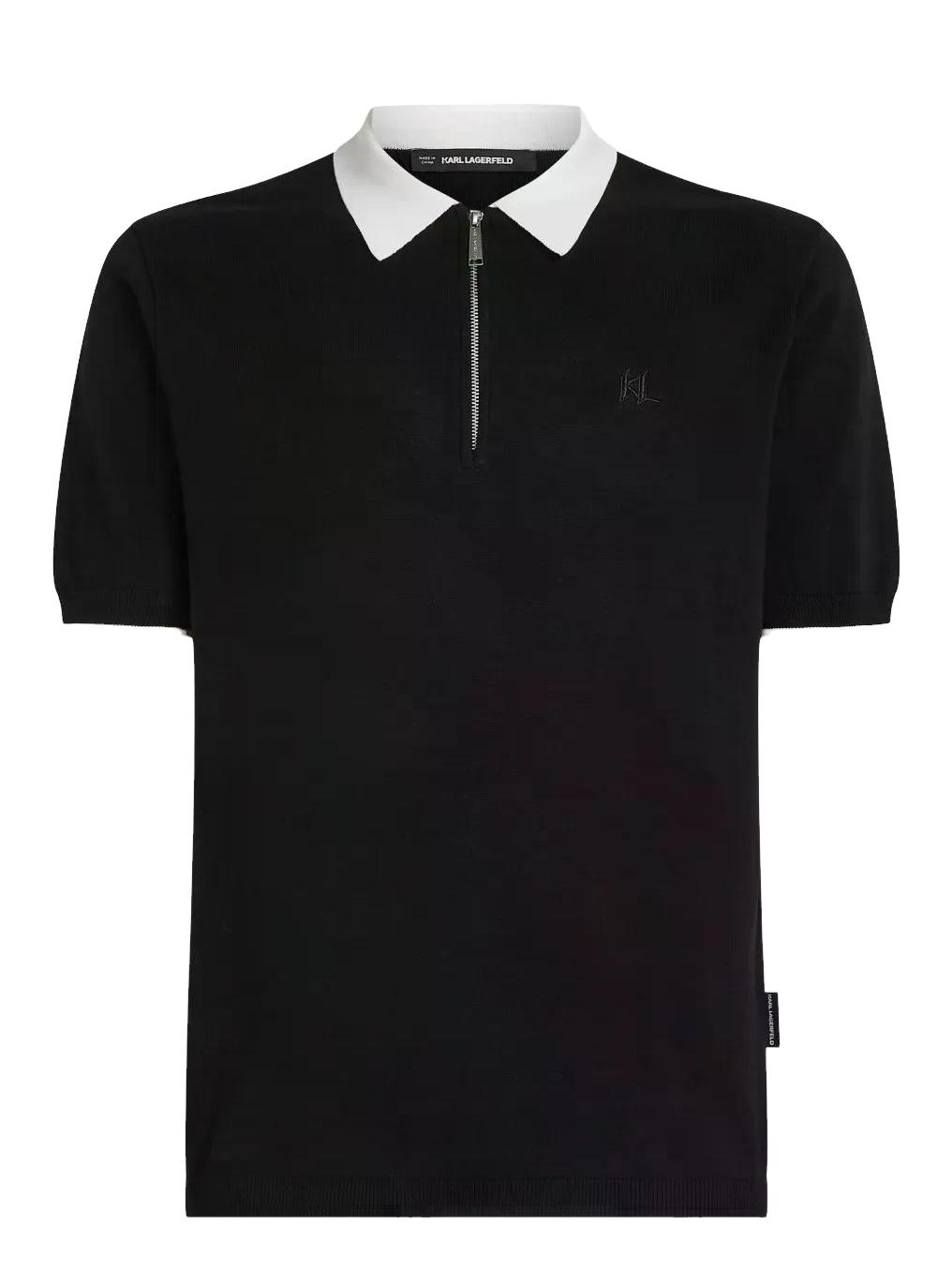 KARL LAGERFELD contrast-collar half-zip polo shirt