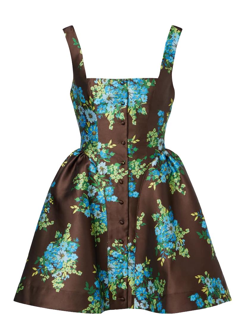 Alemais Silas Floral Print Linen Halter Minidress In Multi Green - 60% Off  | Editorialist