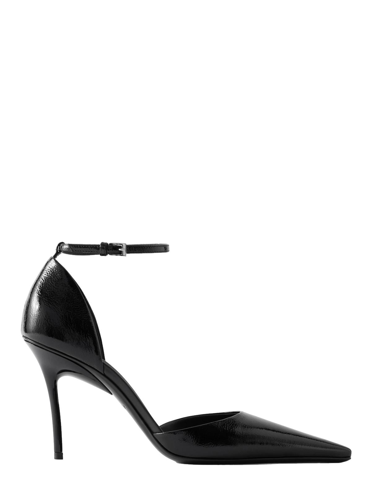 ALAÏA D'Orsay 90 Glossed Textured-Leather Pumps