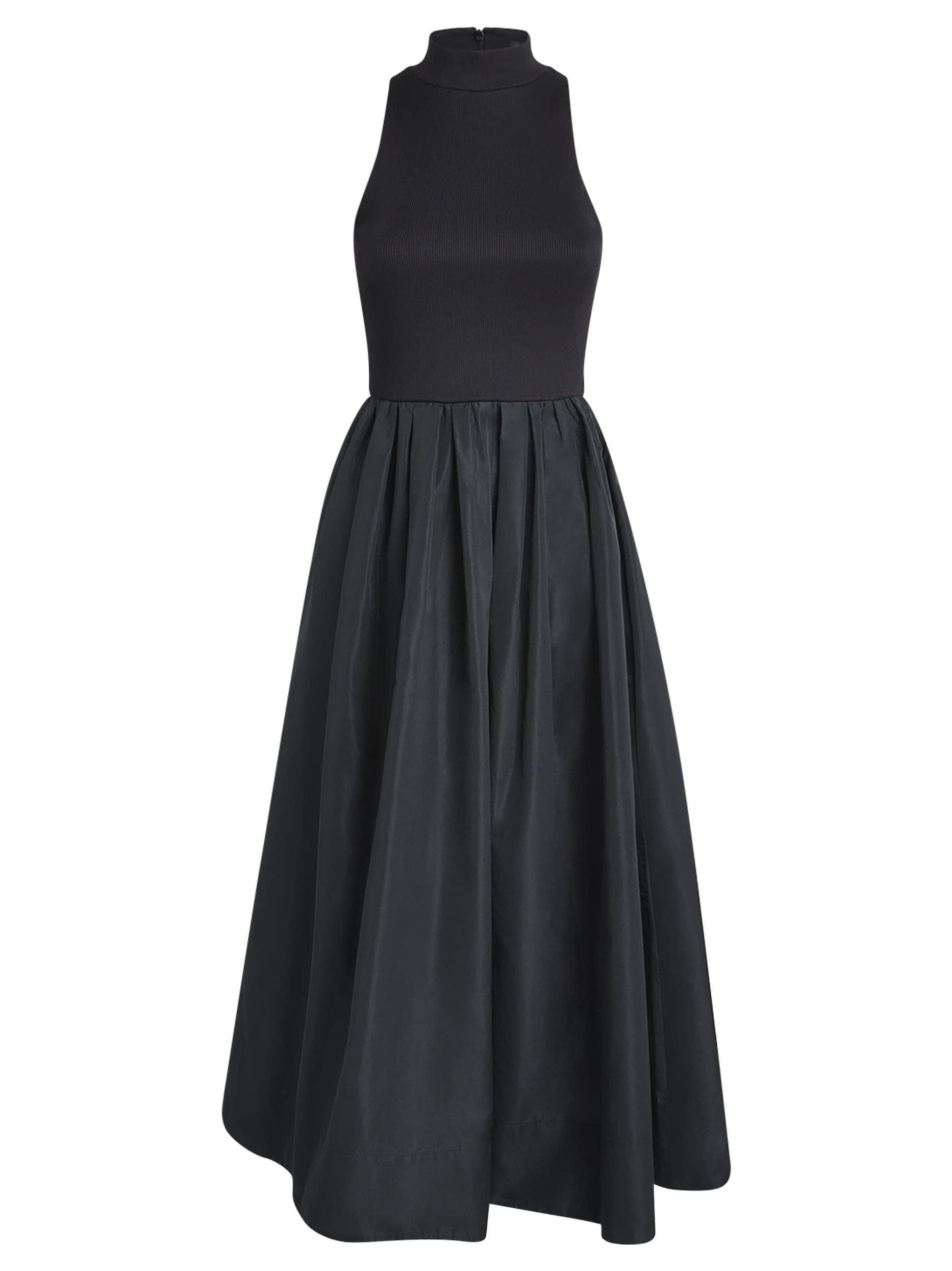 MAJE Rib-Knit Taffeta Midi Dress