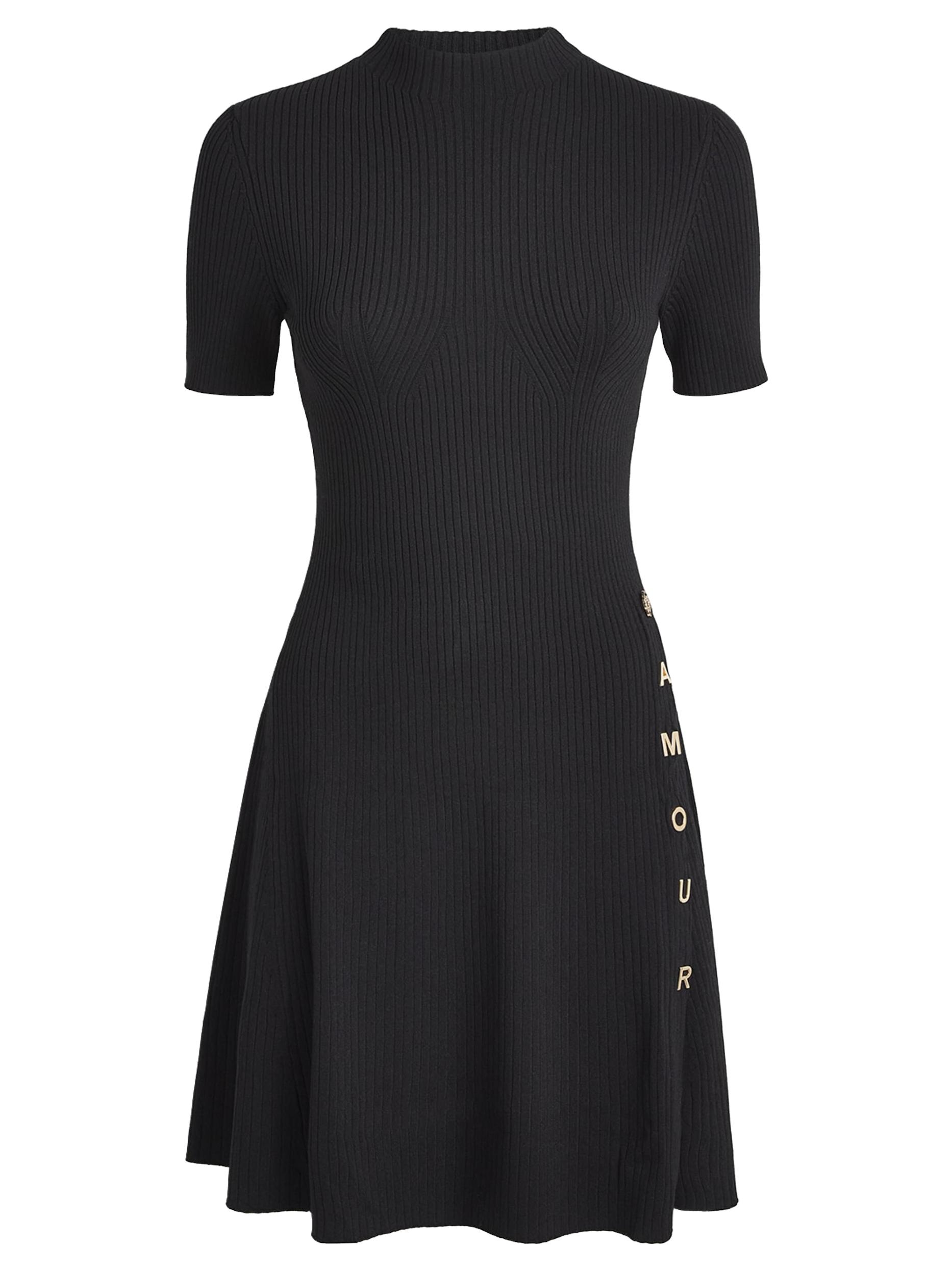 MAJE Rib-Knit Mini Dress with Embellishments