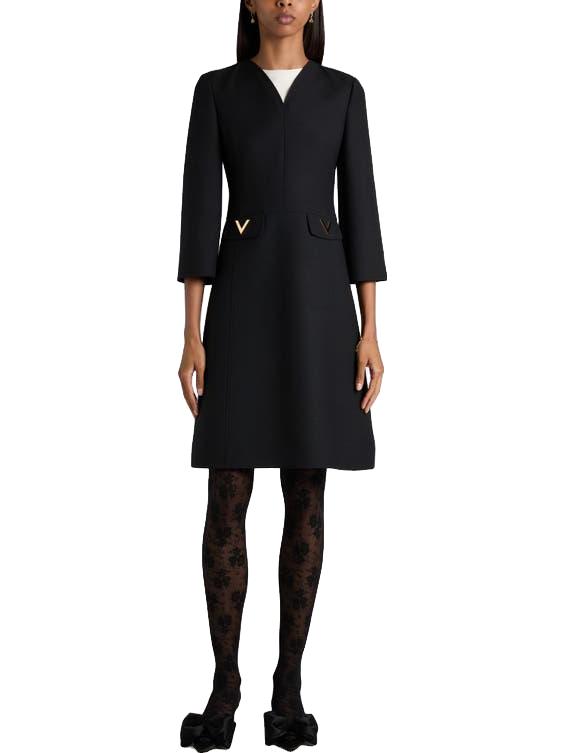 VALENTINO Wool and Silk Crepe Couture A-Line Dress