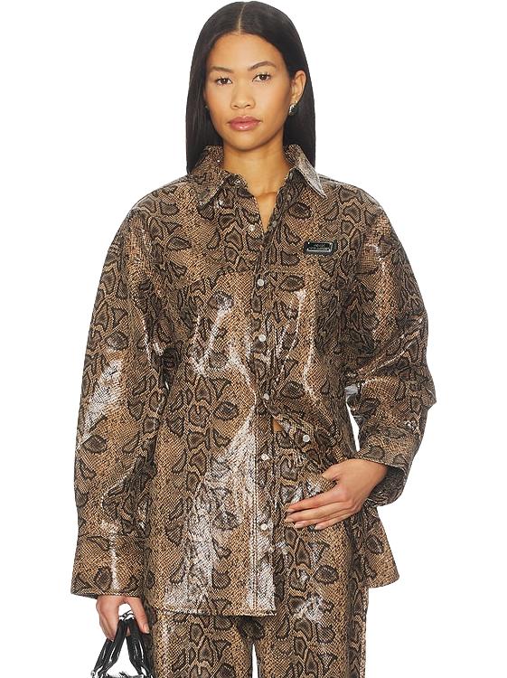 SNDYS. SNDYS Wendy Cropped Croc-Embossed Faux Leather Jacket