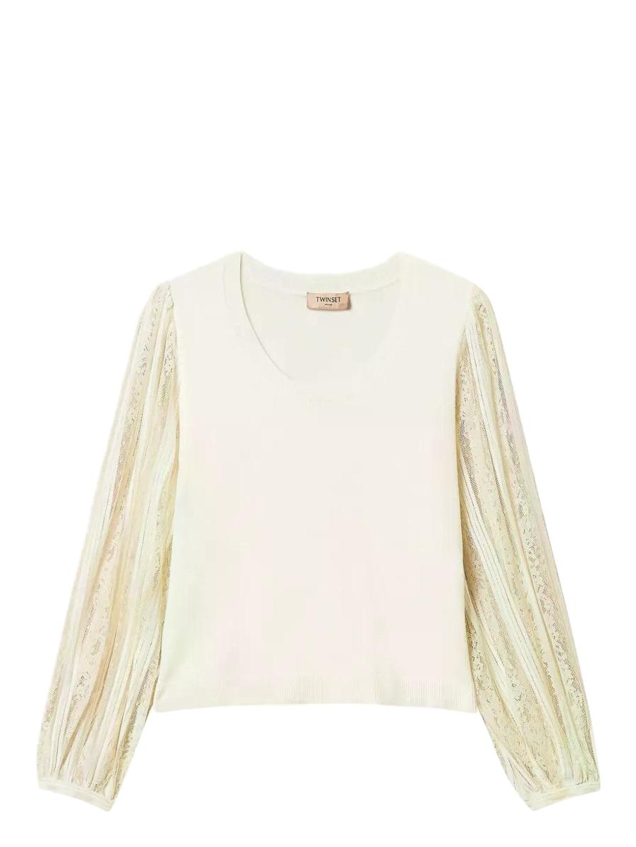 TWINSET Top with Lace Sleeves