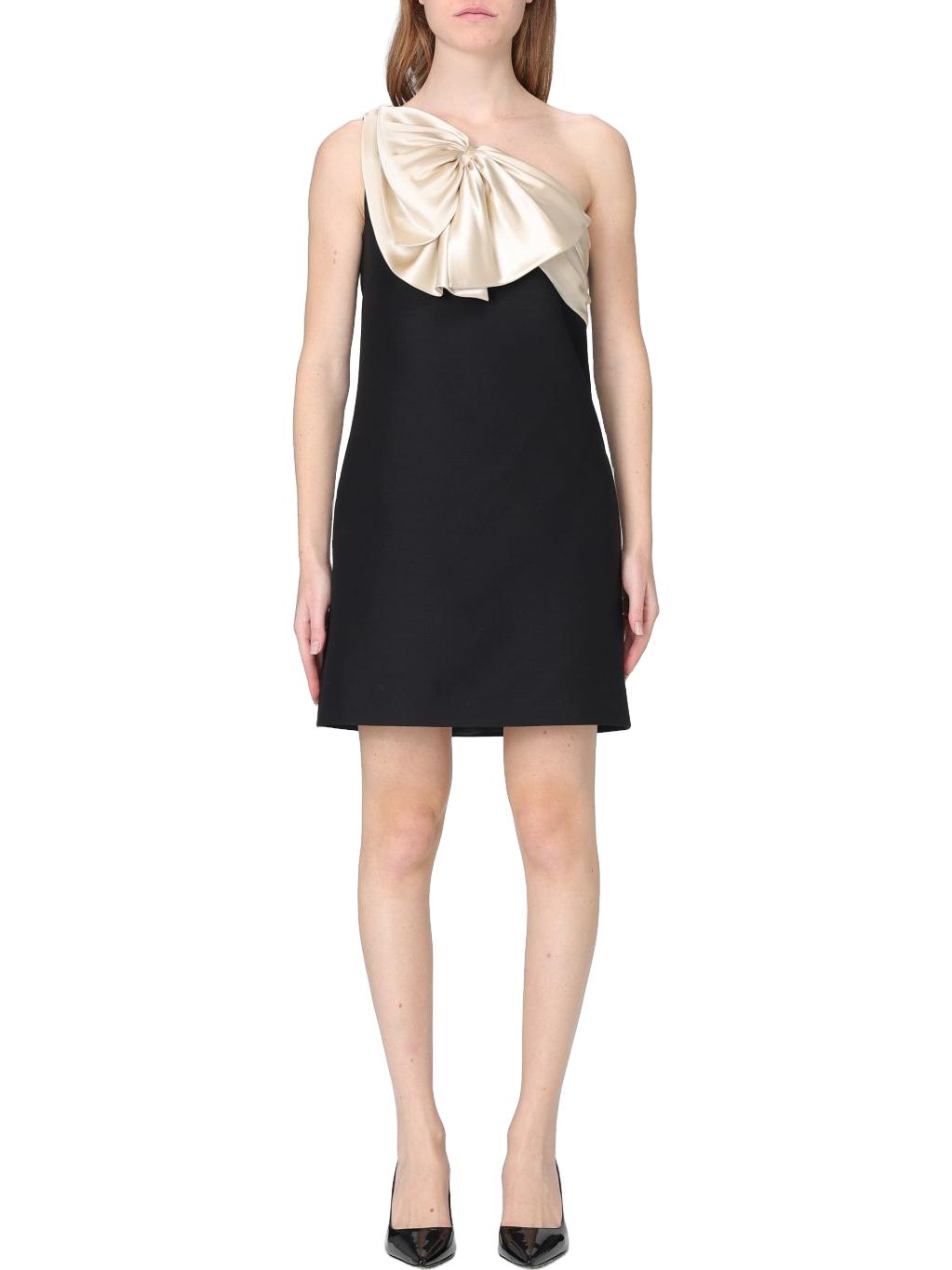 VALENTINO Valentino One-Shoulder Bow Detail Mini Dress