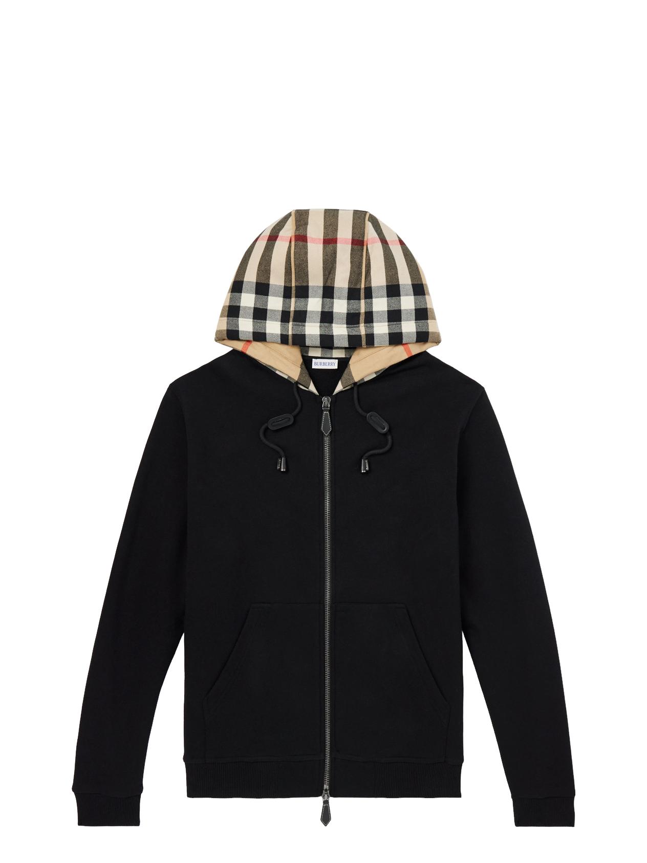 Burberry Clarendon Check Hood Zip Up Hoodie - Gray | Editorialist