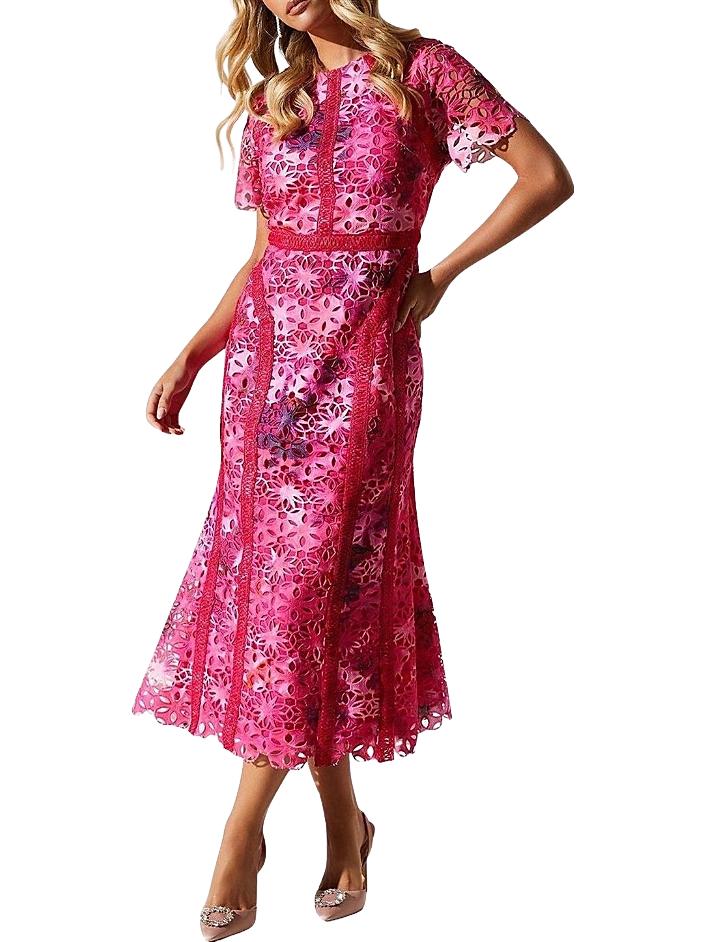 COAST Petite Printed Lace Midi Pencil Dress