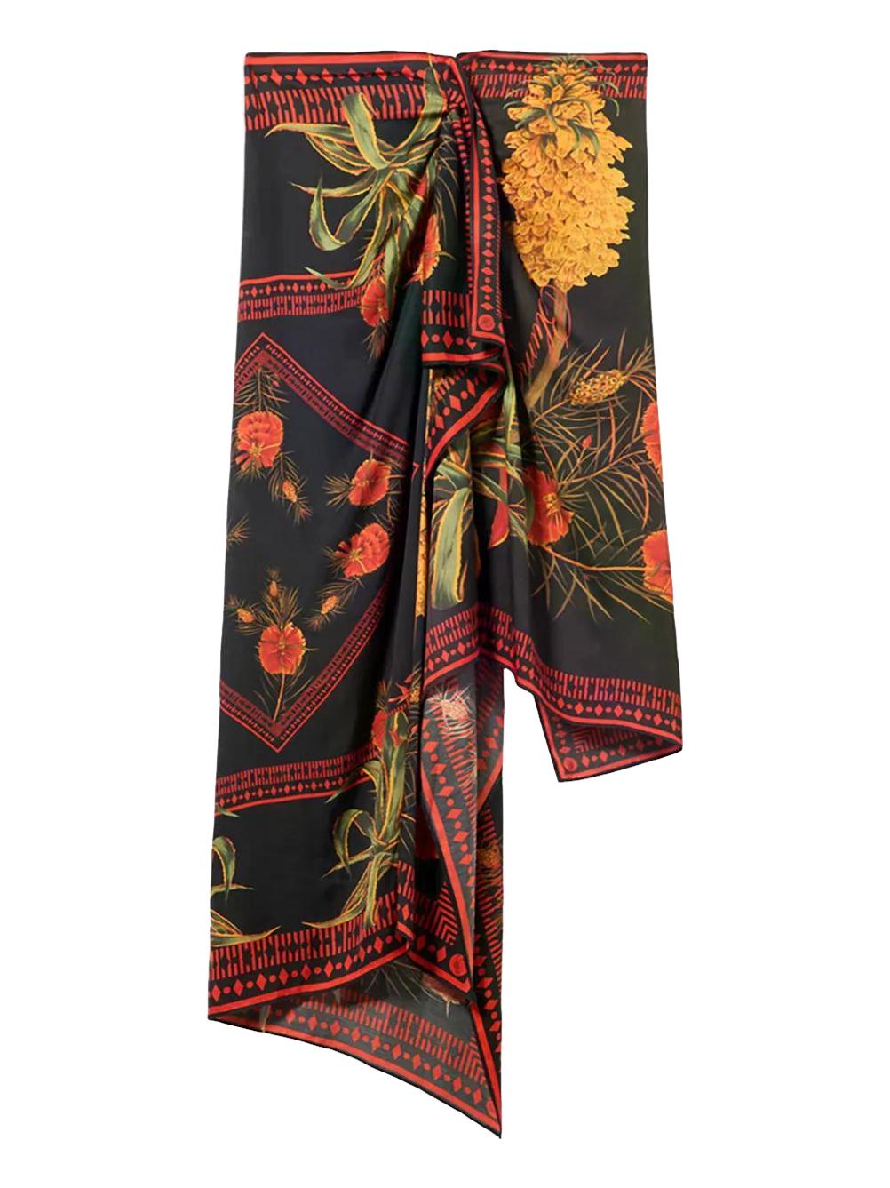 BLUMARINE Floral-Print Asymmetric Midi Skirt