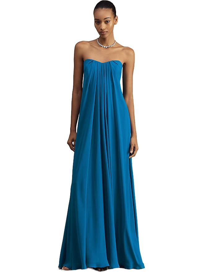 sachin and babi light blue dress Liv Foster Brooke Strapless Chiffon Maxi Gown - Cerulean