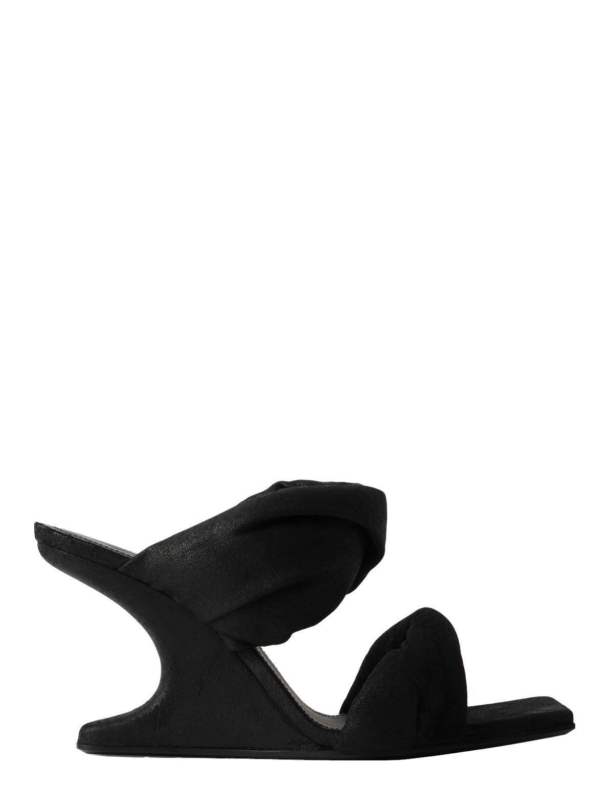 RICK OWENS Rick Owens Twisted Cantilever Suede Wedge Mules