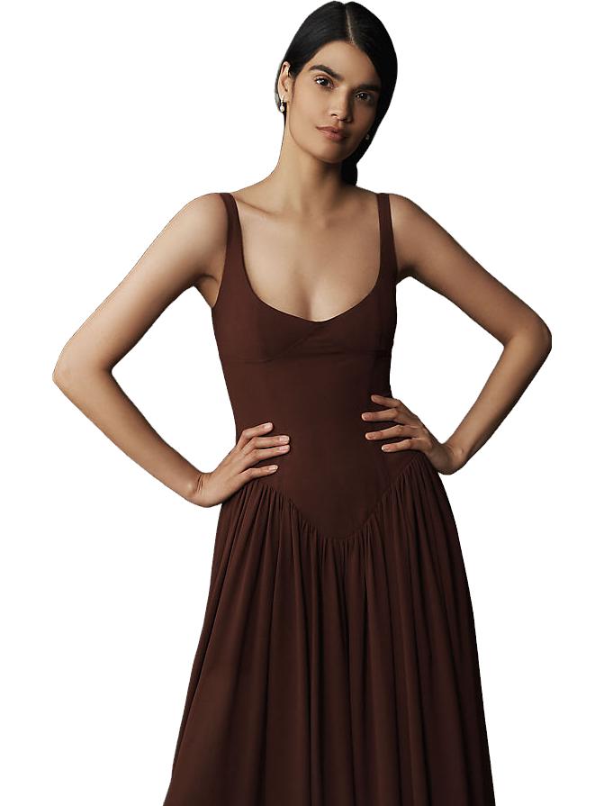 chinese dress ladies Women's Tarna Bardot Maxi Dress in Mesh Burgundy, XXL main image 0